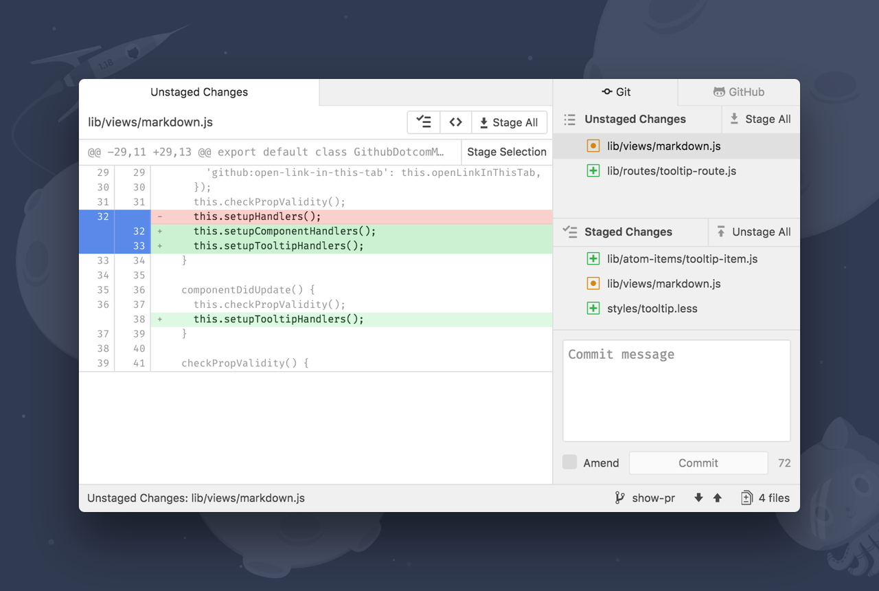 「Git」と“GitHub”を統合した「Atom」v1.18が正式版に ～GitHub製の無償エディター - 窓の杜