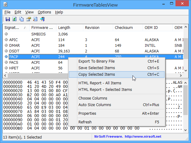 [B!] ファームウェアテーブルの内容を一覧表示「FirmwareTablesView」NOT SUPPORTED