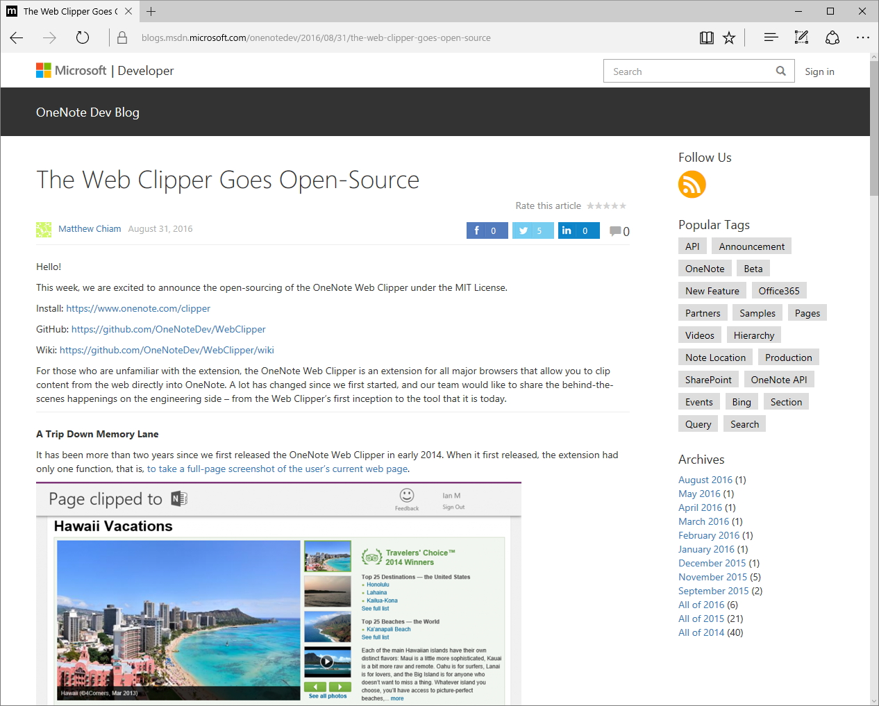 Microsoft、「OneNote Web Clipper」をオープンソース化 - 窓の杜