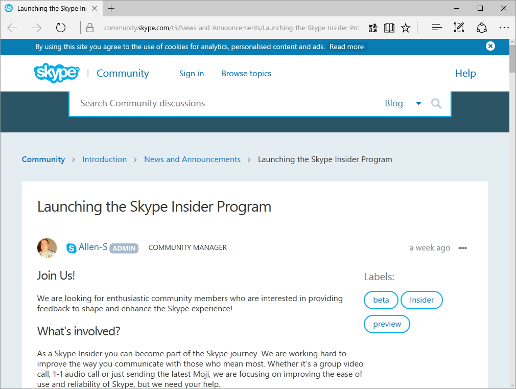 次期バージョンの「Skype」へ早期アクセスできる“Skype Insider Program”が開始 - 窓の杜