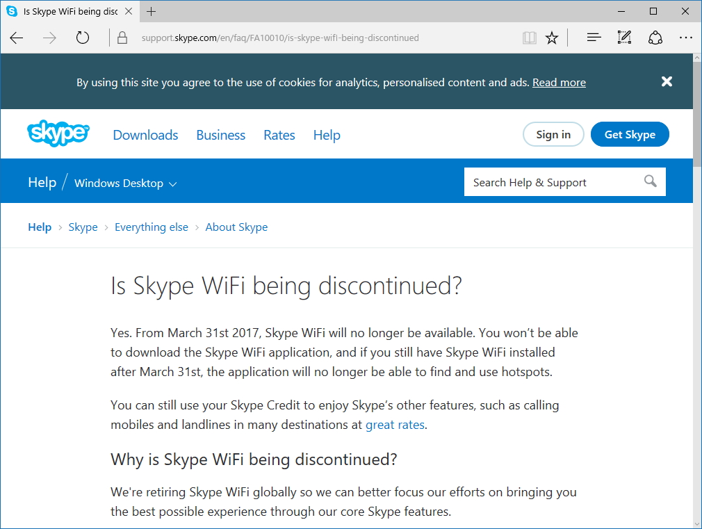 公衆無線LANサービス“Skype WiFi”の提供が3月31日で終了 - 窓の杜