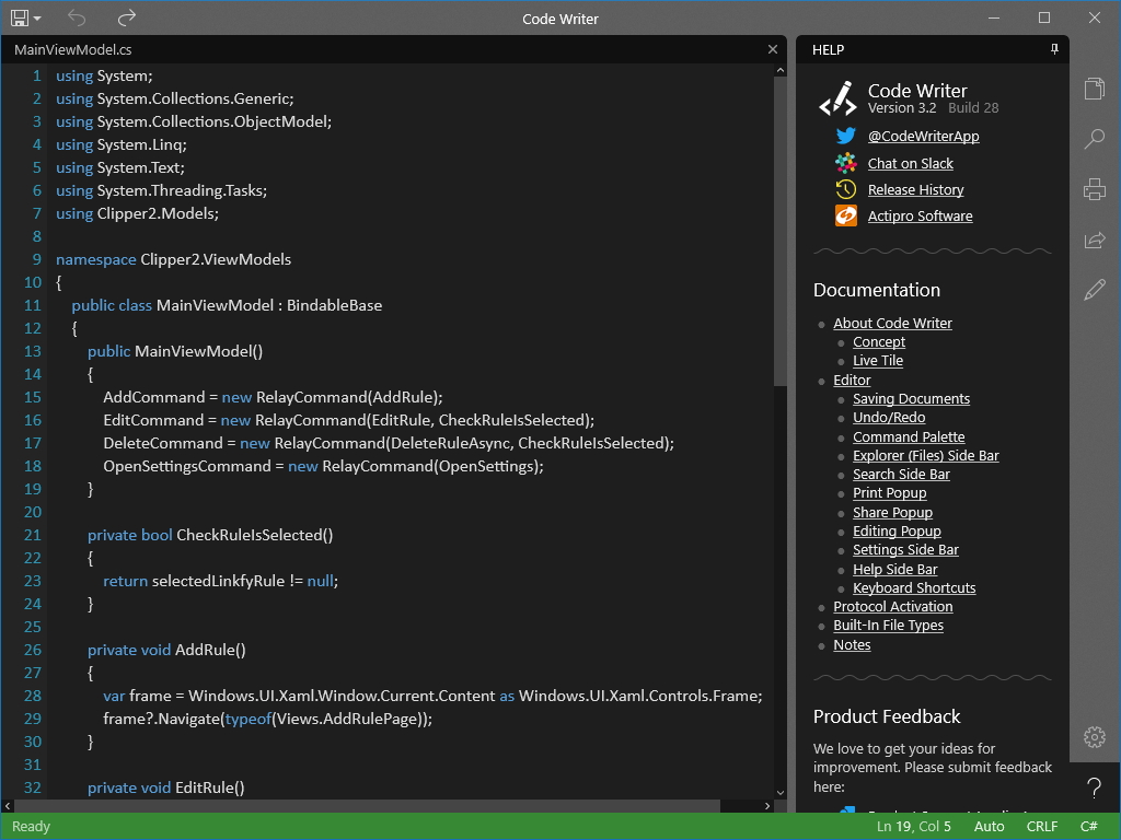 ストアから簡単に導入できる無償コードエディター「Code Writer」がリニューアル - 窓の杜