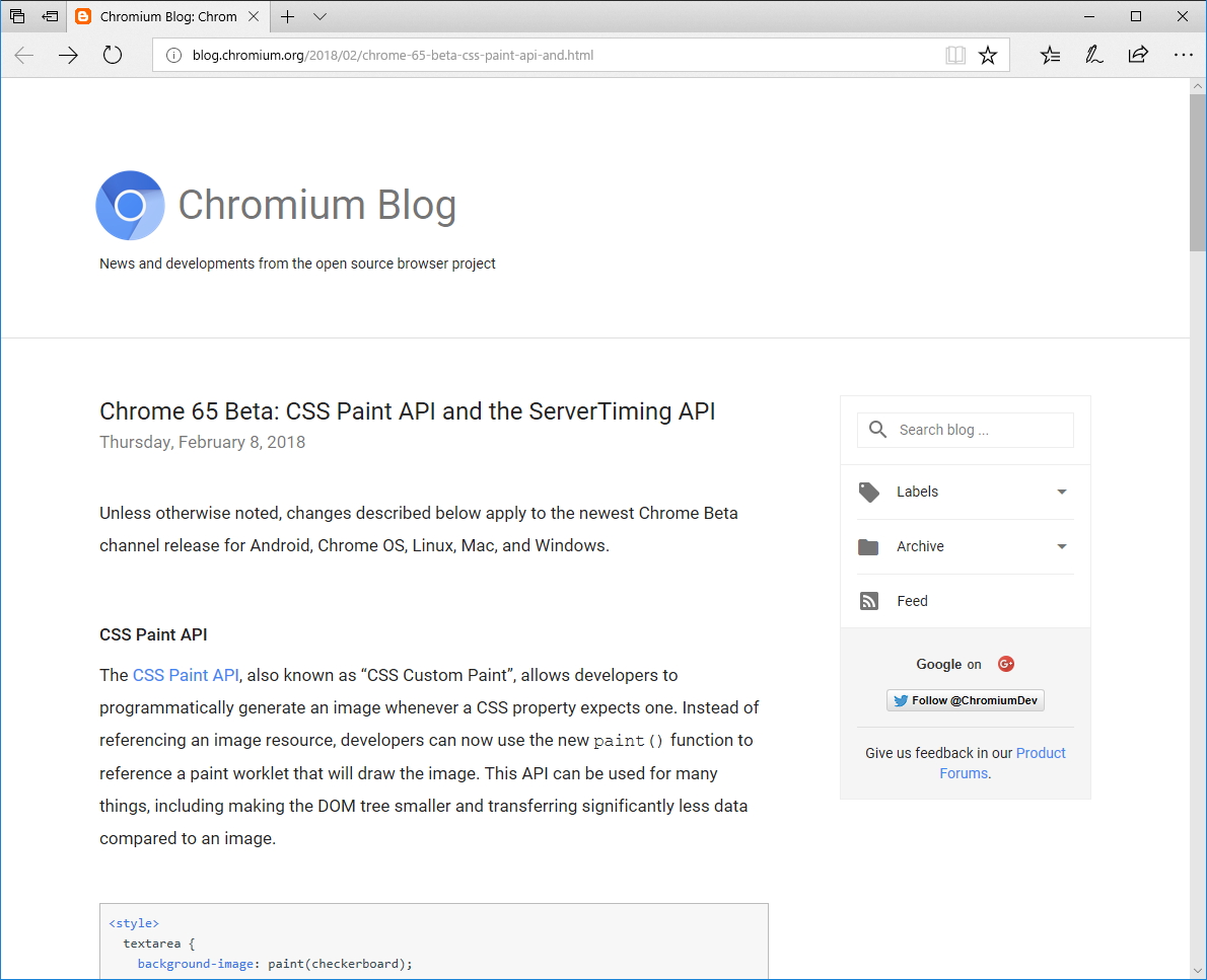[B! Chrome] 「Google Chrome 65」では“CSS Paint API”や“Server Timing API”が導入 ...