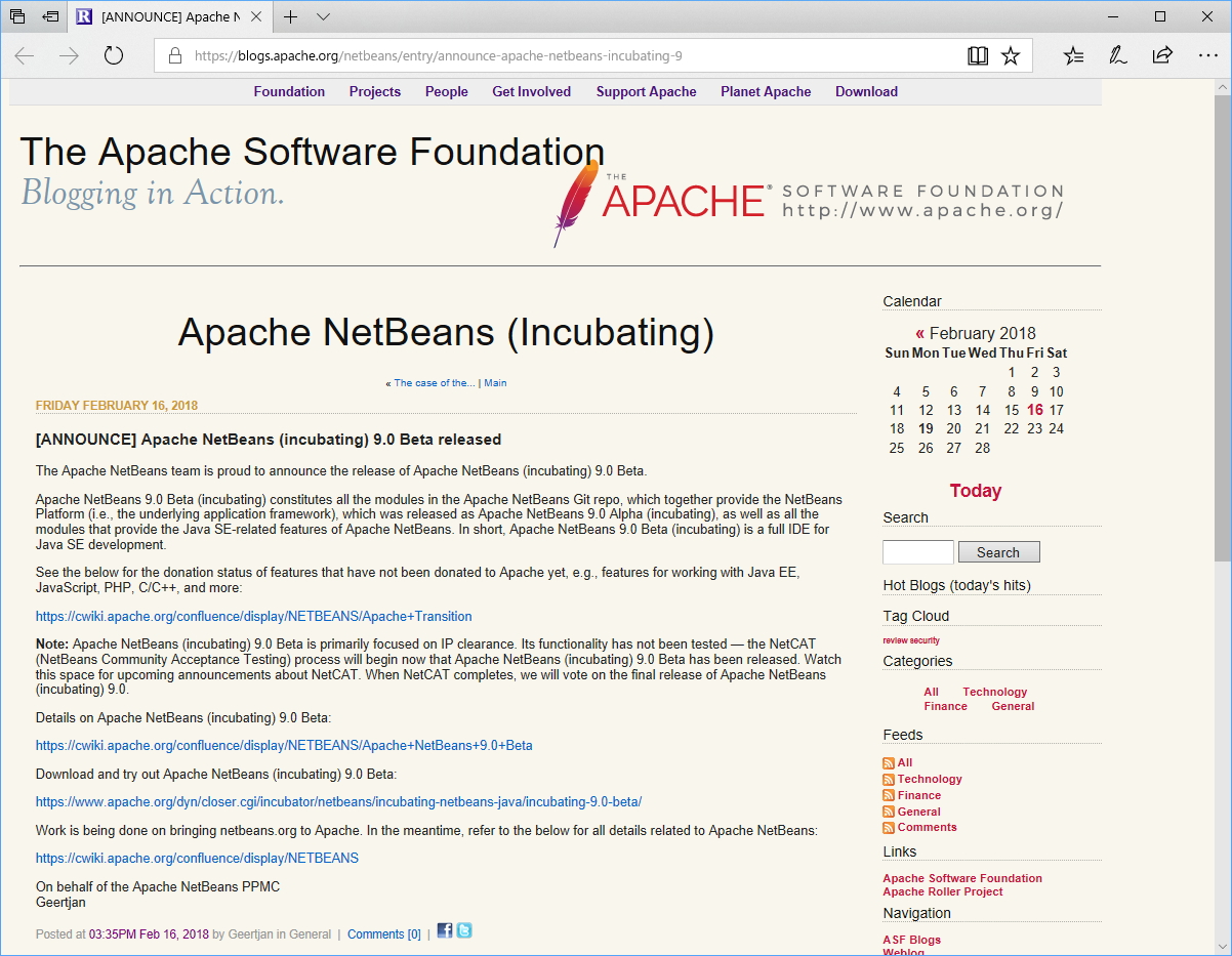 「Apache NetBeans 9.0」がベータ公開 ～Oracleから寄贈後初の正式リリースを目指す - 窓の杜