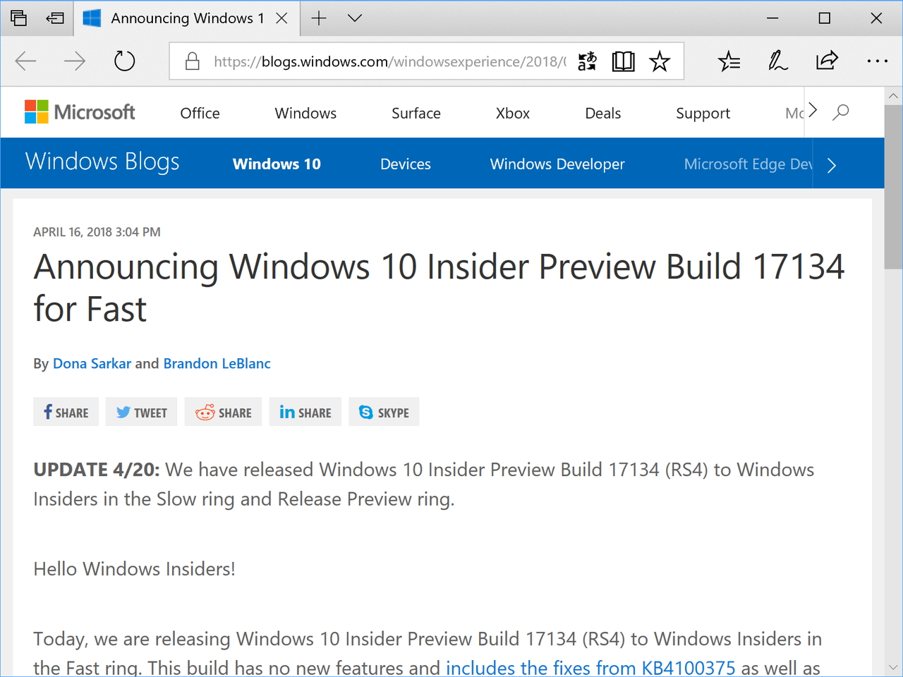 「Windows 10 RS4」Build 17134が“Slow”および“Release Preview”リングへ - 窓の杜