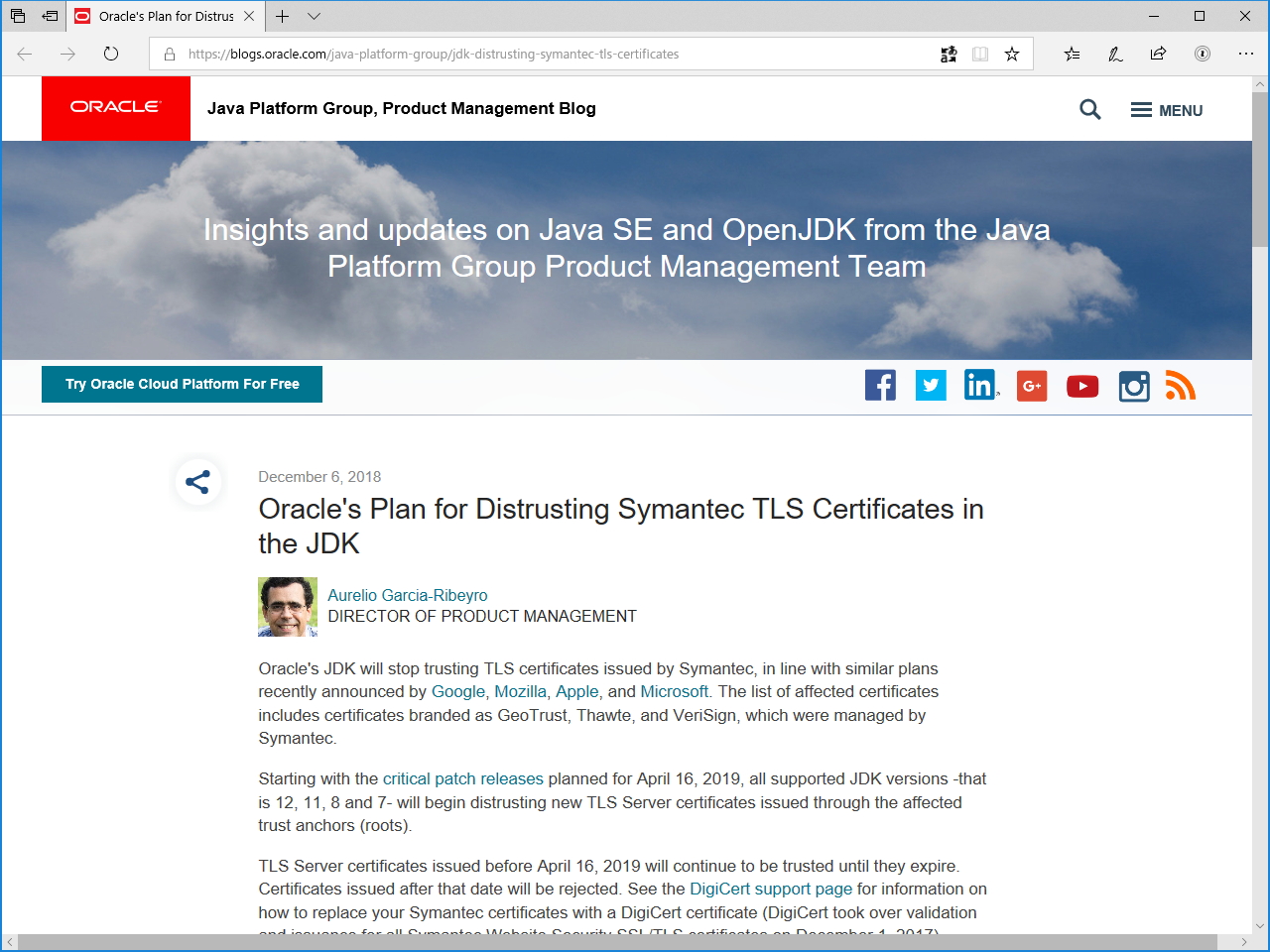Oracle、「JDK」でSymantec発行のTLS証明書を無効に ～来年4月のパッチから - 窓の杜