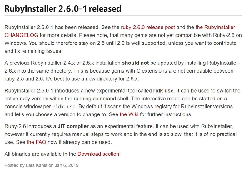 「RubyInstaller」v2.6.0-1公開 ほか - ダイジェストニュース - 窓の杜