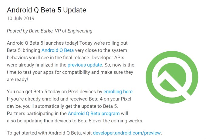 「Android Q」Beta 5公開、「Apache Tomcat」v9.0.22/v8.5.43公開 ほか - ダイジェストニュース - 窓の杜