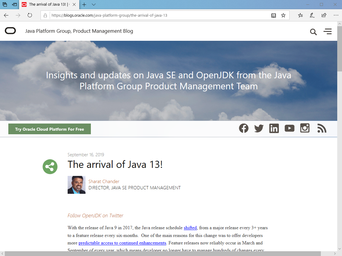 [B! Oracle] Oracle、「Java 13」を発表 ～GCの改良やテキストブロック構文の追加などの機能改善／「Oracle JDK ...