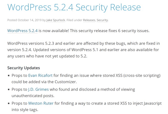 「WordPress」v5.2.4、セキュリティに関する修正 ほか - ダイジェストニュース - 窓の杜