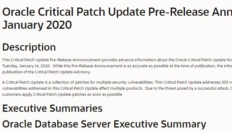 Oracle、2020年1月に公開予定のCritical Patch Updateの情報を公開 ほか - ダイジェストニュース - 窓の杜