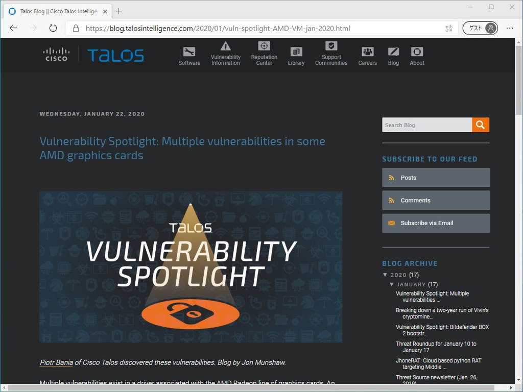 [B! CPU] AMDの“Radeon”シリーズのグラフィックドライバーに複数の脆弱性 ～Cisco Talosが公表／「VMware ...