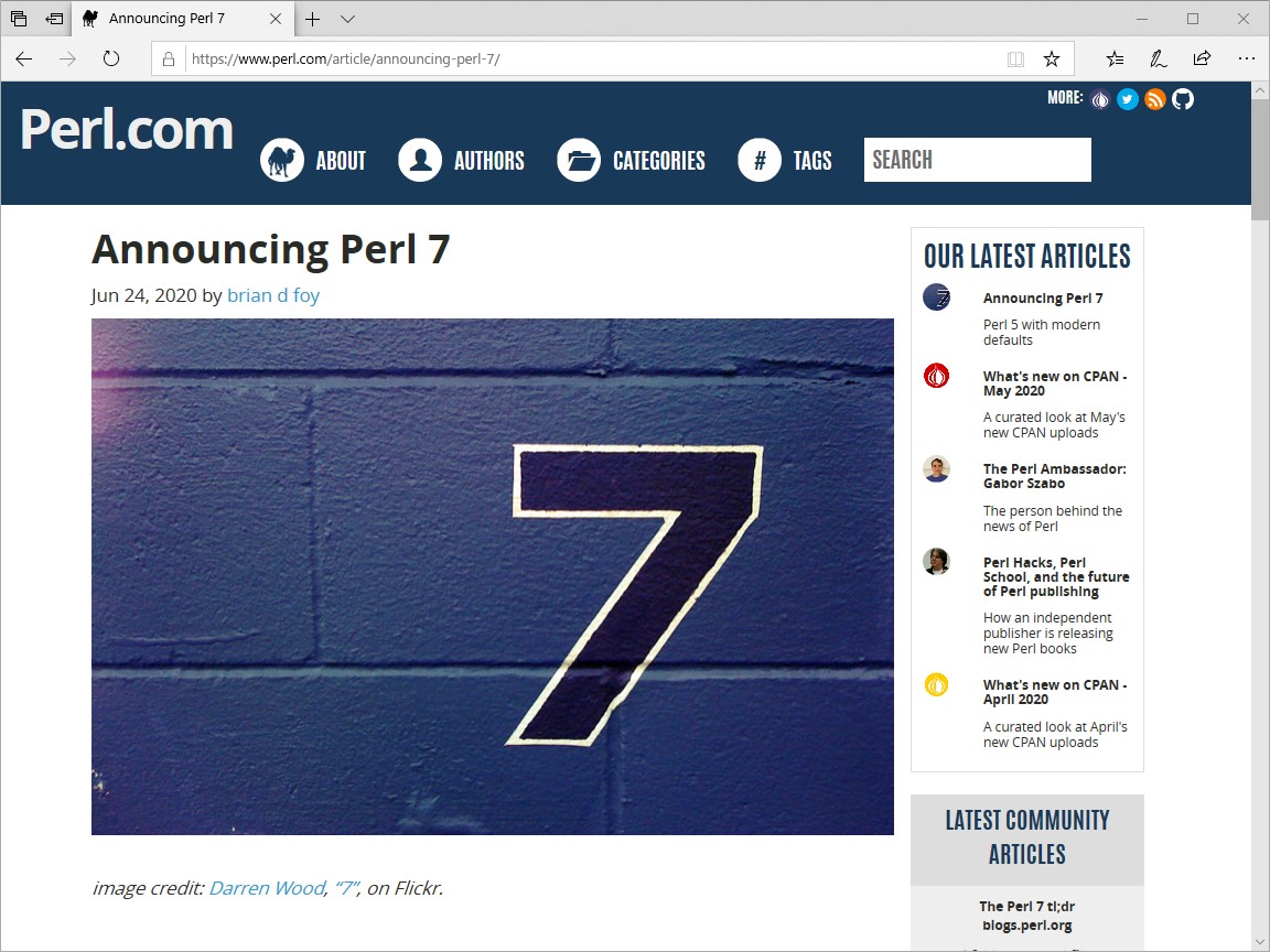 「Perl 7」が発表 ～来年にも四半世紀ぶりのメジャーバージョンアップへ - 窓の杜