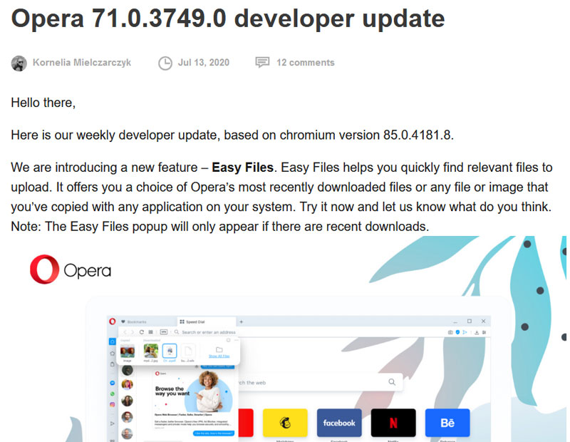 「Opera developer」v71.0.3749.0が公開 ほか - ダイジェストニュース - 窓の杜