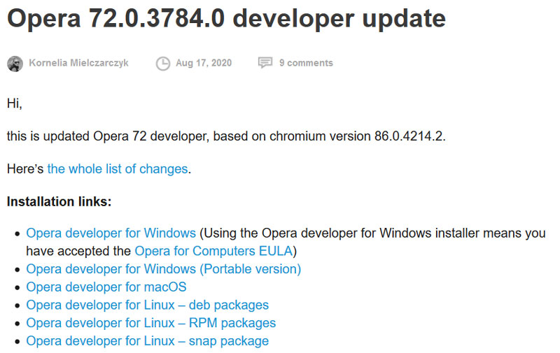 「Opera developer」v72.0.3784.0が公開 ほか - ダイジェストニュース - 窓の杜