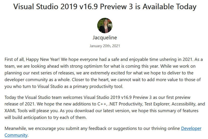 Microsoft、「Visual Studio 2019」v16.9 Preview 3をリリース ほか - ダイジェストニュース - 窓の杜