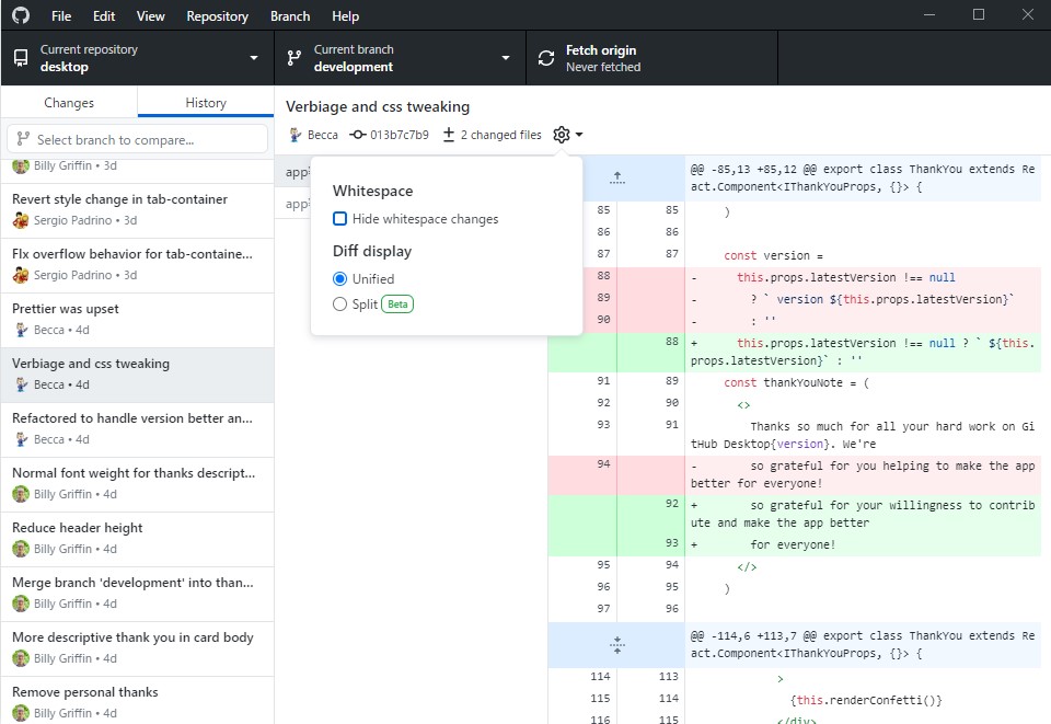 [B! git] 「GitHub Desktop 2.8」の差分表示にちょっとうれしいオプションが追加／「Git」や「GitHub」における日々の作業をGUIで直感的に行えるようにする無償ツール