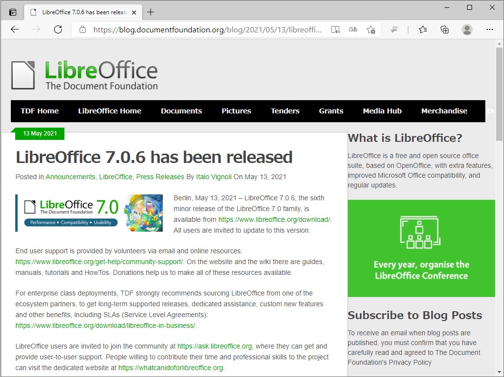 「LibreOffice 7.0.6」が公開 ～「LibreOffice 7.0」系のリリースはこれが最後 - 窓の杜