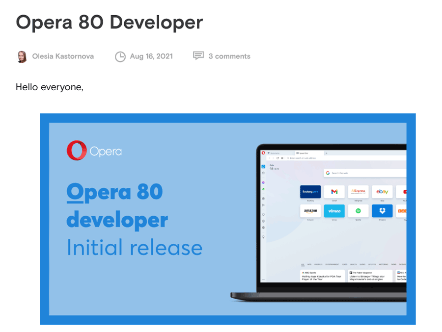 「Opera developer」v80.0.4150.0が公開 ほか - ダイジェストニュース - 窓の杜