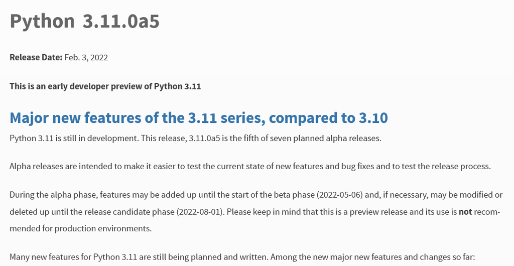 プログラミング言語のアルファ版「Python」v3.11.0a5が公開 ほか - ダイジェストニュース - 窓の杜