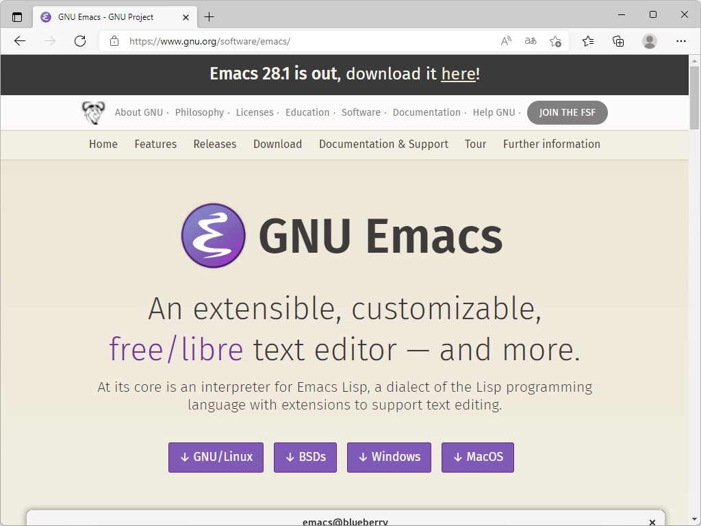 テキストエディター「GNU Emacs 28.1」がリリース - 窓の杜