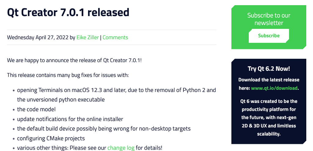 GUIフレームワーク「Qt」向け統合開発環境の「Qt Creator 7.0.1」が公開 ほか - ダイジェストニュース - 窓の杜