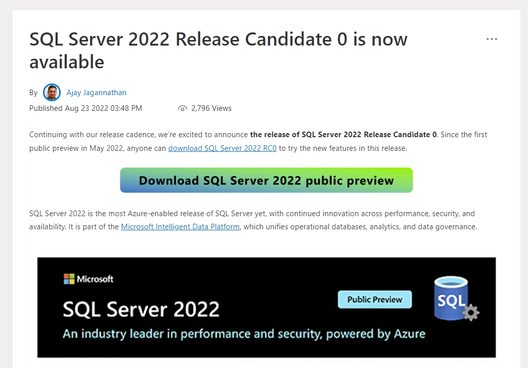 「SQL Server 2022」がリリース候補版（RC0）に到達 ほか - ダイジェストニュース - 窓の杜