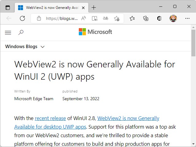 「WebView2」がUWP開発でも利用可能に ～古いアプリのChromium/Blink移行に期待 - 窓の杜