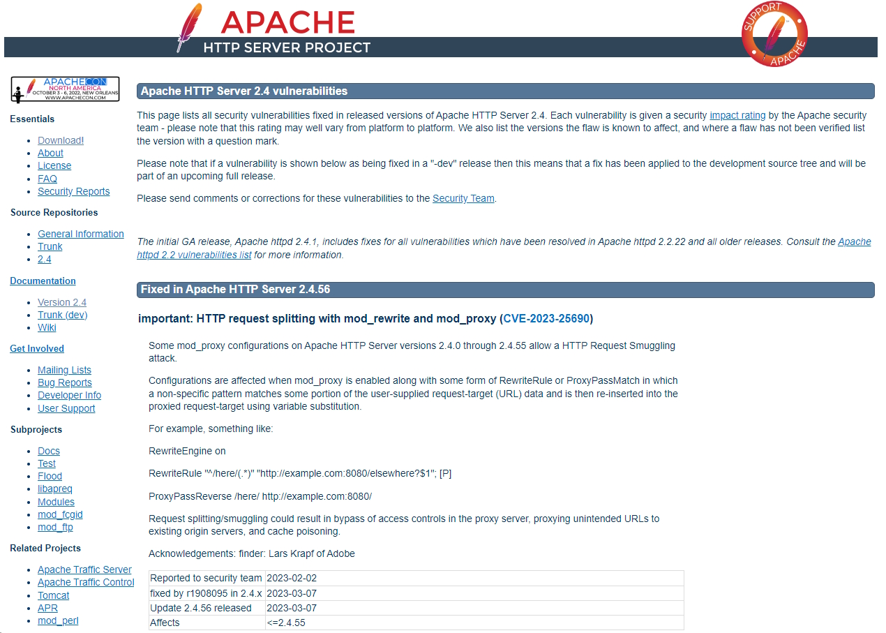 「Apache HTTP Server 2.4」にHTTPリクエスト分割などの脆弱性、セキュリティアップデートを公開 ほか - ダイジェスト ...
