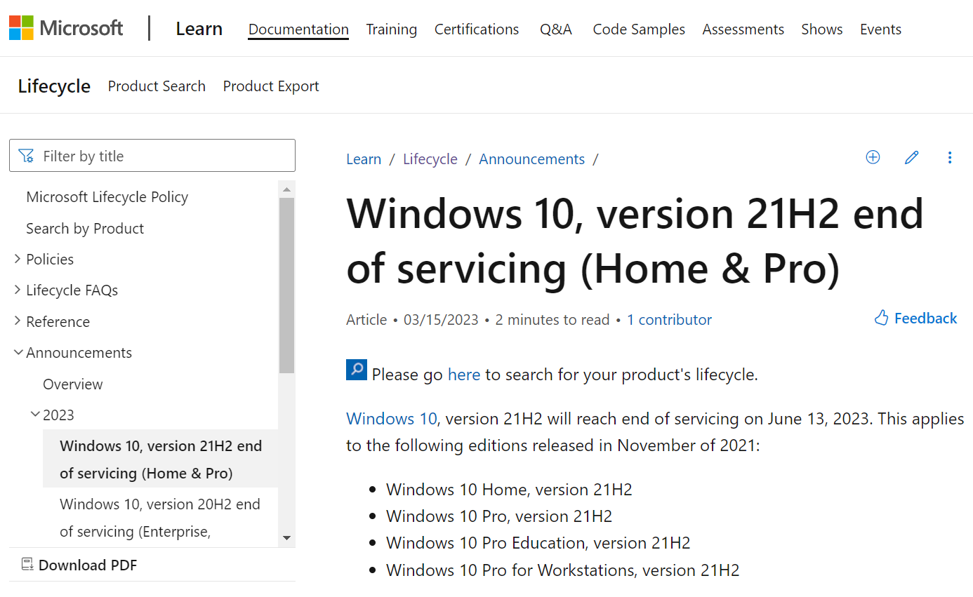 「Windows 10 バージョン 21H2」サービス終了まであと3カ月、Microsoftが発表 - 窓の杜