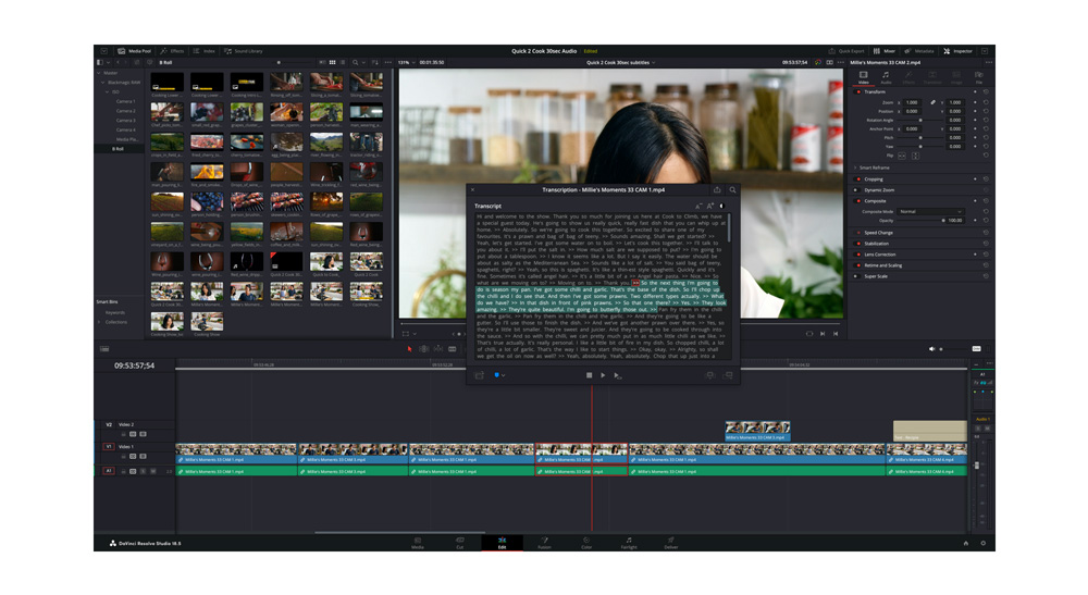 動画内の音声から字幕を自動生成できる「DaVinci Resolve Studio 18.5」がパブリックベータに ほか - ダイジェストニュース - 窓の杜