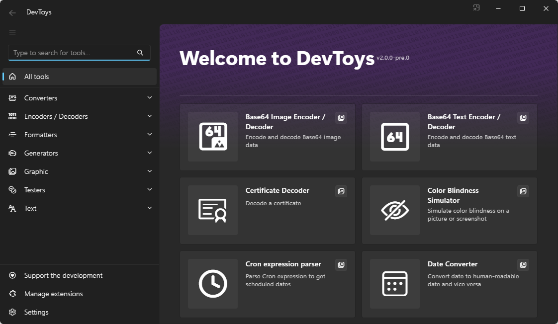 「DevToys」のプレリリース版v2.0.8.0が公開 ほか - ダイジェストニュース - 窓の杜